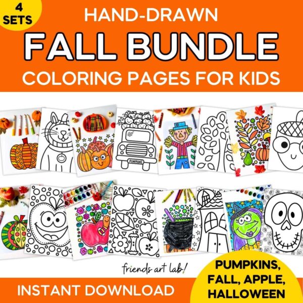 Fall Coloring Pages for Kids BUNDLE - Friends Art Lab