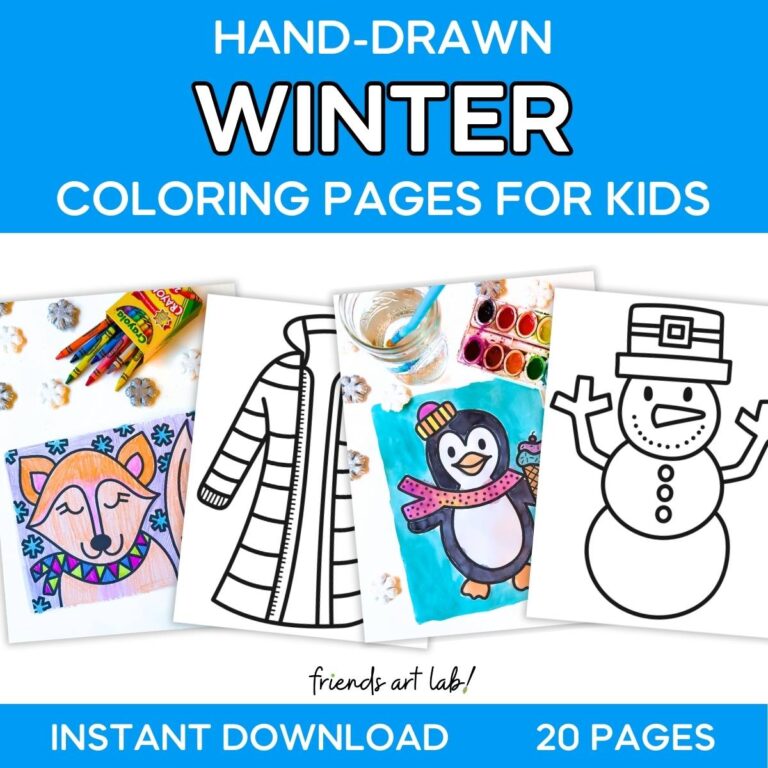 Hand-Drawn Winter Coloring Pages for Kids - Friends Art Lab