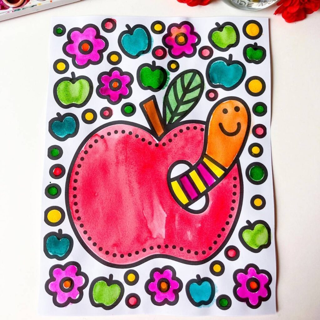Hand-Drawn Apple Coloring Pages for Kids - Friends Art Lab