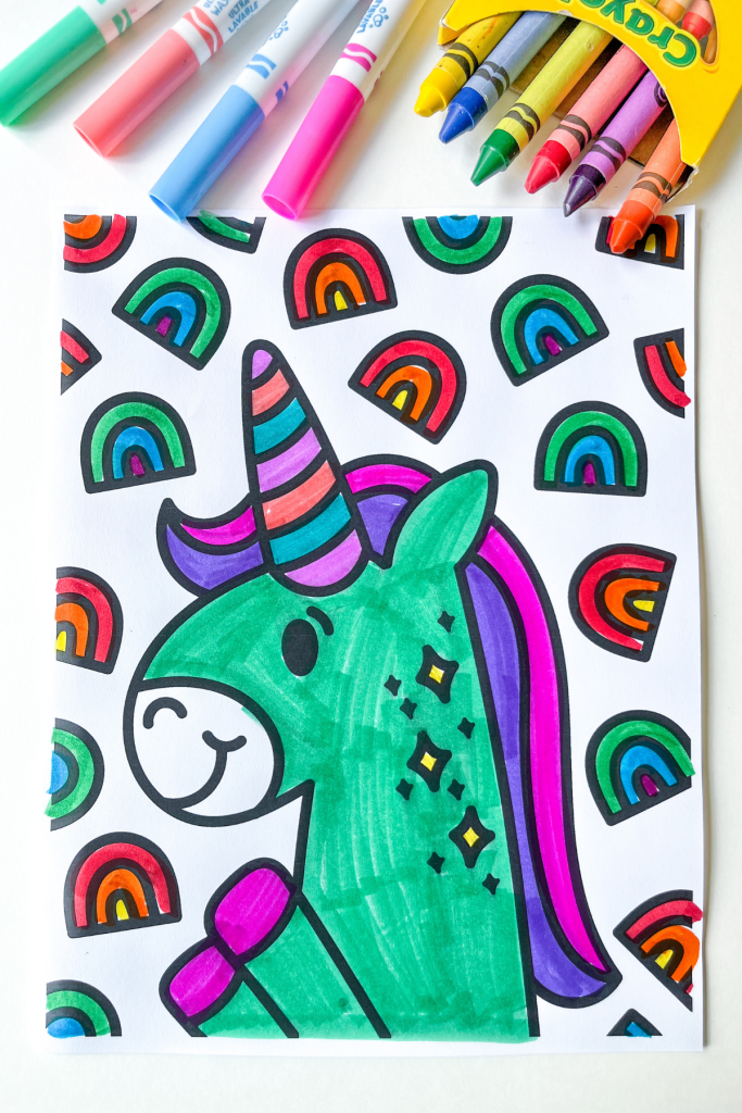 Hand-Drawn Rainbow Unicorn Coloring Pages for Kids - Friends Art Lab