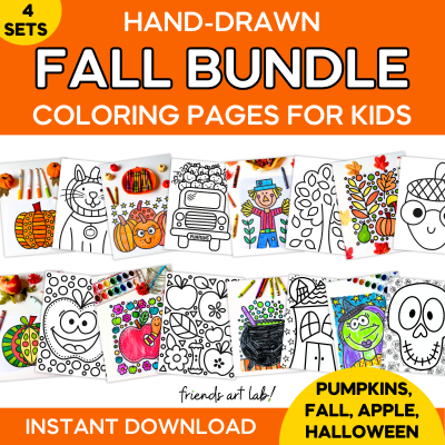 Fall Coloring Pages for Kids BUNDLE - Friends Art Lab