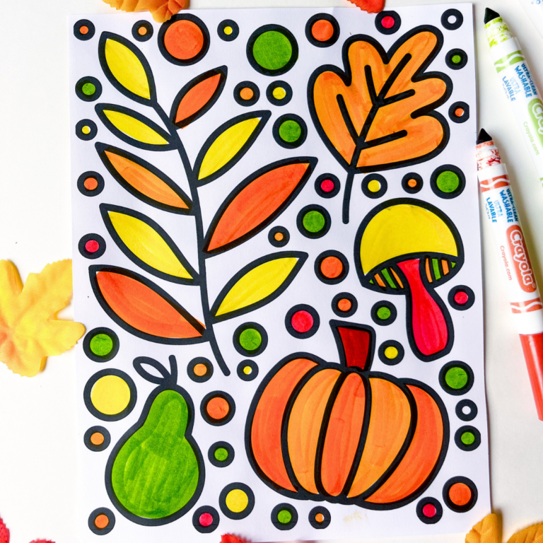 Hand-Drawn Fall Coloring Pages for Kids - Friends Art Lab