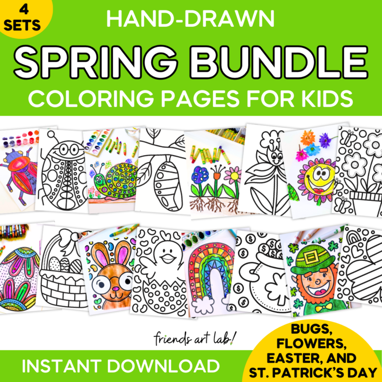 Spring Coloring Pages for Kids BUNDLE - Friends Art Lab