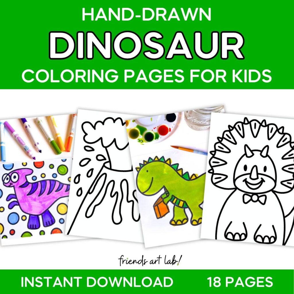 Hand-Drawn Dinosaur Coloring Pages for Kids - Friends Art Lab