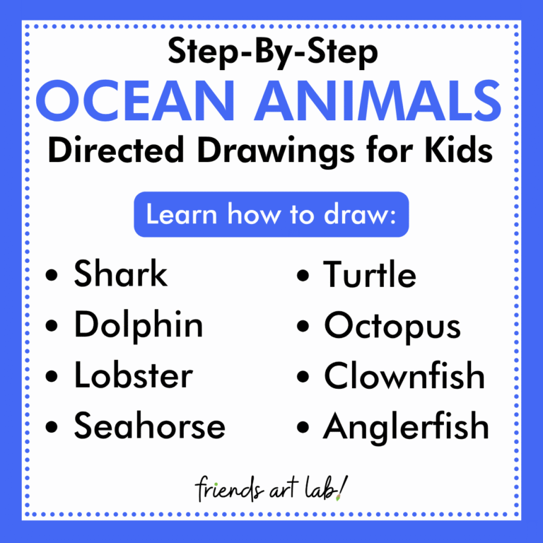 Ocean Animals Directed Drawings for Kids - Friends Art Lab