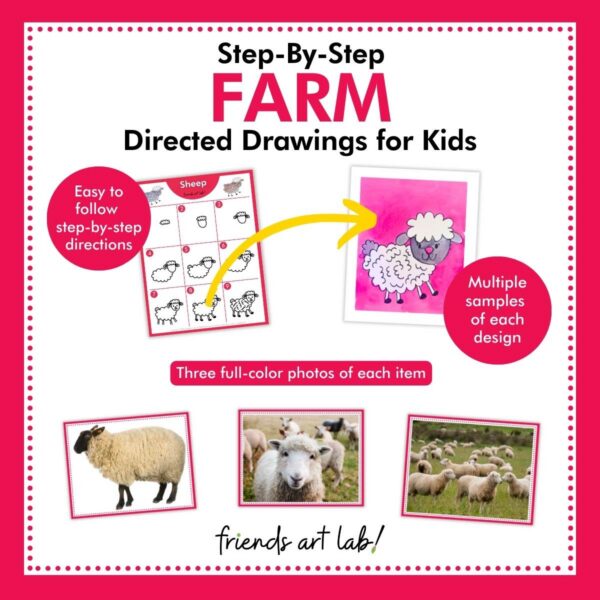 Farm Directed Drawings for Kids - Friends Art Lab