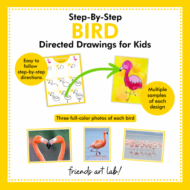 Bird Directed Drawings for Kids - Friends Art Lab