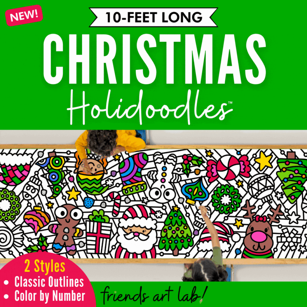 Christmas Holidoodles Giant Coloring Poster - Friends Art Lab