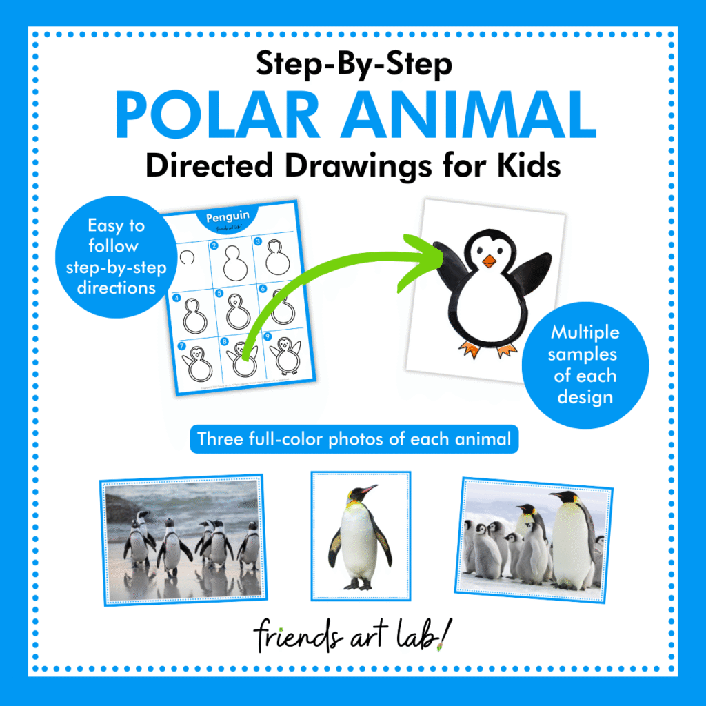 Polar Animal Directed Drawings for Kids - Friends Art Lab