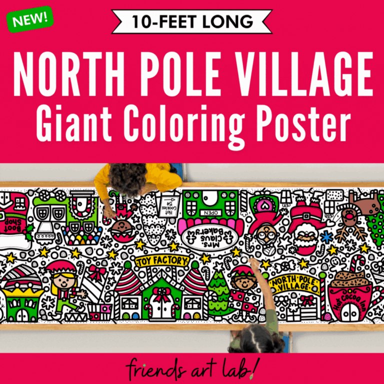 10-Foot North Pole Village Giant Coloring Poster - Friends Art Lab